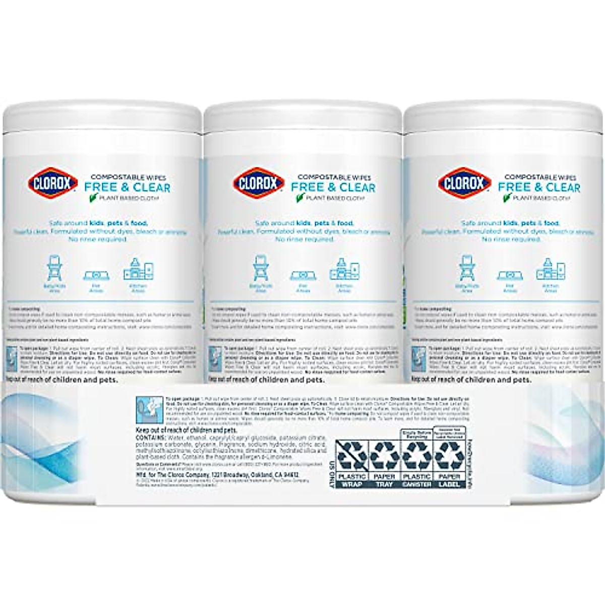 Clorox Compostable Cleaning Wipes - All Purpose Wipes - Household Essentials, Simply Lemon, 75 Count (Pack of 3)