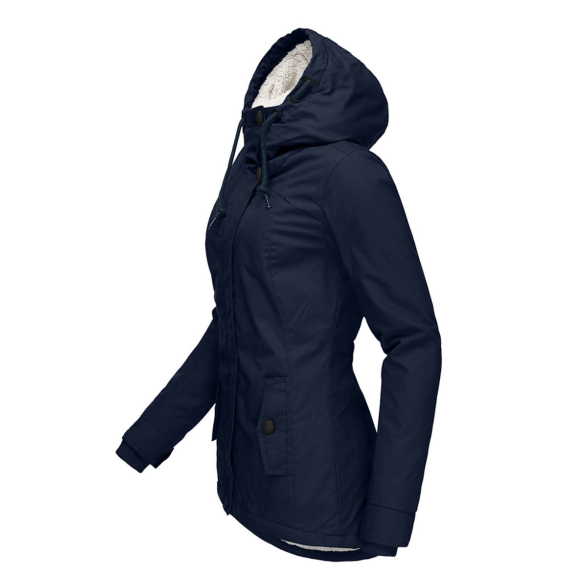 Women's Winter Fleece Lined Parka Coat Outwear Winter Long Hooded Fur Lined Trench Coat Puffer Down Jacket Overcoat (Navy-01, XL)