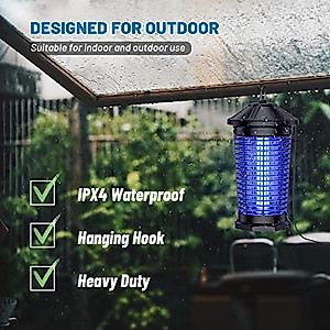 Jinyeda Bug Zapper, Electric Mosquito Zapper Indoor Outdoor, High-Power 4000V 18W Weatherproof Fly Insect Killer Trap Lantern for Home, Backyard, Patio, Garden and Camping