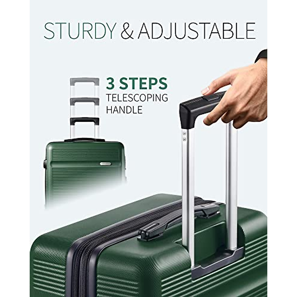 Zitahli Luggage Sets 2 piece, Expandable Suitcase Set, Hardside Luggage with TSA Lock Spinner Wheels YKK Zippers, 20in 28in (Dark Green)
