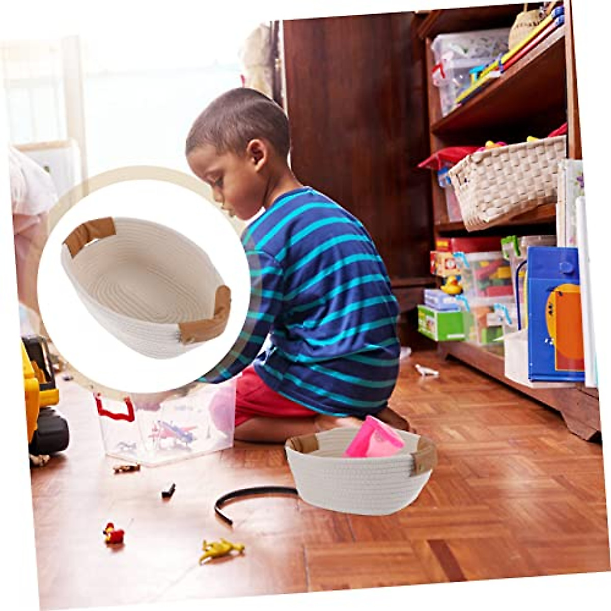 LIGHTAOTAO Cotton Rope Storage Basket White Hamper Baby Decor White Decor Cotton Rope Basket Jute Rope Basket Decorative Woven Basket Bathroom Organizing Baskets Cotton Basket Blanket