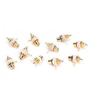 AANAN 10pcs/lot Panel Mount Gold Plated RCA Female Plug Jack Audio Socket Amplifier Chassis Phono Connector with Nut Solder Cup