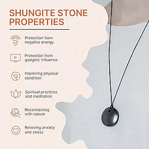 Karelian Heritage Round Tablet Shungite Stones Pendant | Authentic Shungite Crystal Jewelry Pendant Amulet | Defender Shield Protection Necklace Stone | Chakra Healing Necklace for Meditation PE09