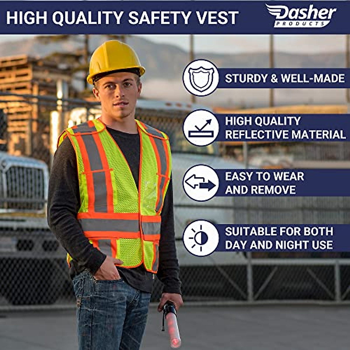 High Visibility Safety Vest – ANSI Class 2 Breakaway Vest with 5 Pockets, Yellow with Adjustable Hook and Loop Closure, Hi Vis Breathable Mesh, Heavy Duty Work Wear for Men or Women, 3 Pack (XL/XXL