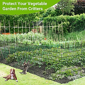 5 Panels No Dig Decorative Outdoor Garden Fence for Yard, 40 in(H) X 11.8 ft(L) Animal Barrier Fencing Rustproof Metal Wire Panel Border for Dog, Rabbits, and Patio Temporary Ground Stakes