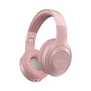 Active Noise Cancelling Headphones Wireless Over Ear Bluetooth Headphones Hi-Res Audio Deep Bass Memory Foam Ear Cups for Home Travel Office(Pink)