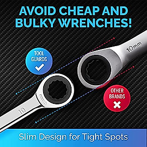 TOOLGUARDS 10mm Ratchet Wrench SLIM DESIGN 10mm Wrench