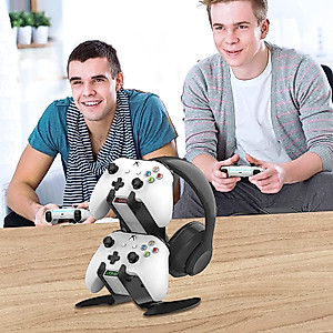 Controller Charger Dock Station for Xbox One, Fast-Speed Dual Charging Dock/Headset Controller Stand- Included 2x850 mAh Rechargeable Battery Packs (White)