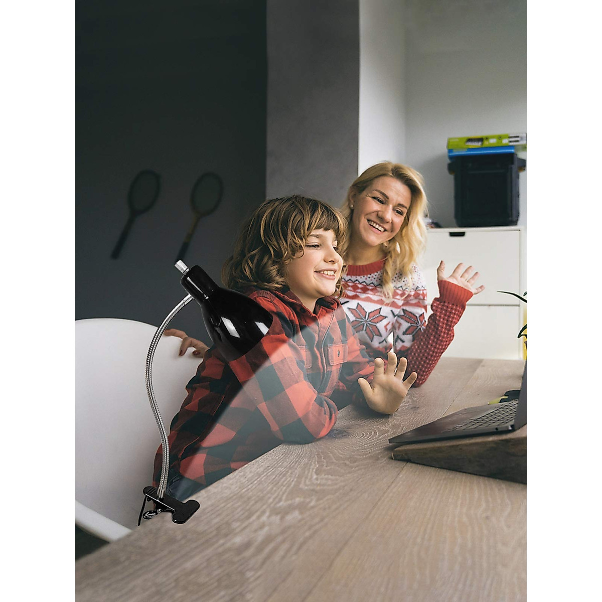 Desk lamp Eye-Caring Table Lamps, 360°Rotation Gooseneck Clip on Lamp Reading Light Portable Reading Book Light, Clamp Light, Study Desk Lamps for Bedroom and Office Home Lighting (Black)