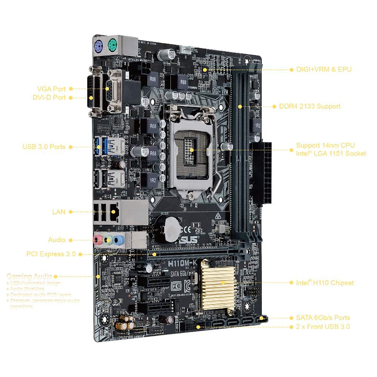 ASUS Micro ATX DDR4 LGA 1151 Motherboards H110M-K