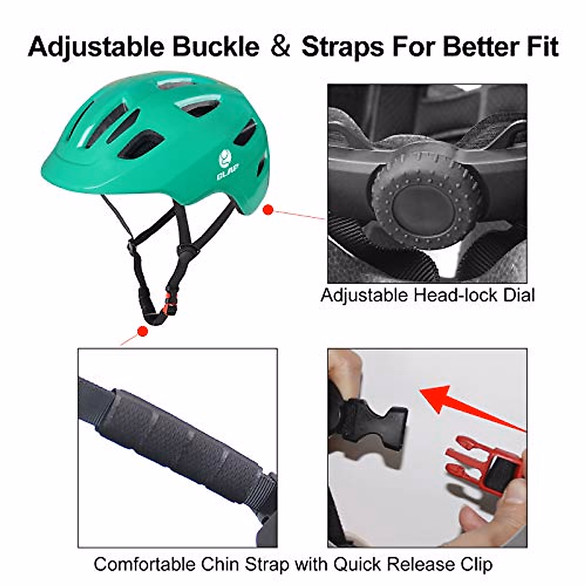 GLAF Toddler Bike Helmet Kids Helmet for Multi Sport Adjustable Girls Boys Helmets for Scooter Bicycle Ages 1 Year and Older Infant Youth Child Skateboard Safety Cycling (S-M (3-8 Years), Green)