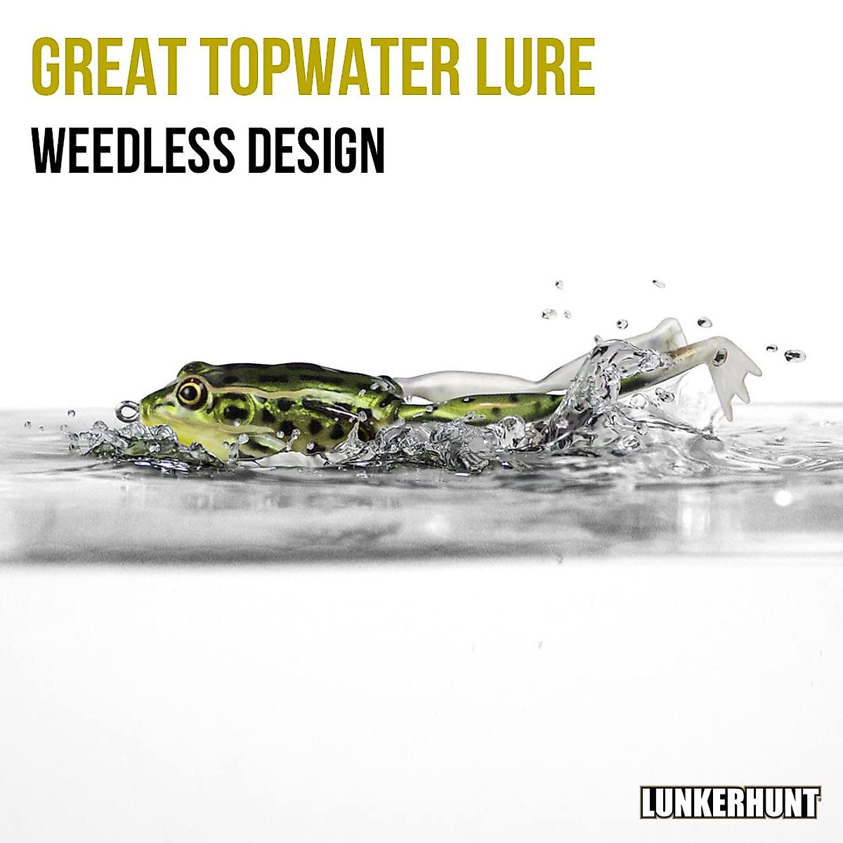 LUNKERHUNT Frog Fishing Lure for Bass Fishing | Realistic Frog Lure with Prop Action (Cane) | Best Topwater Lure Trout and Pike, Fish Bait with Hollow Body, Weedless Hooks