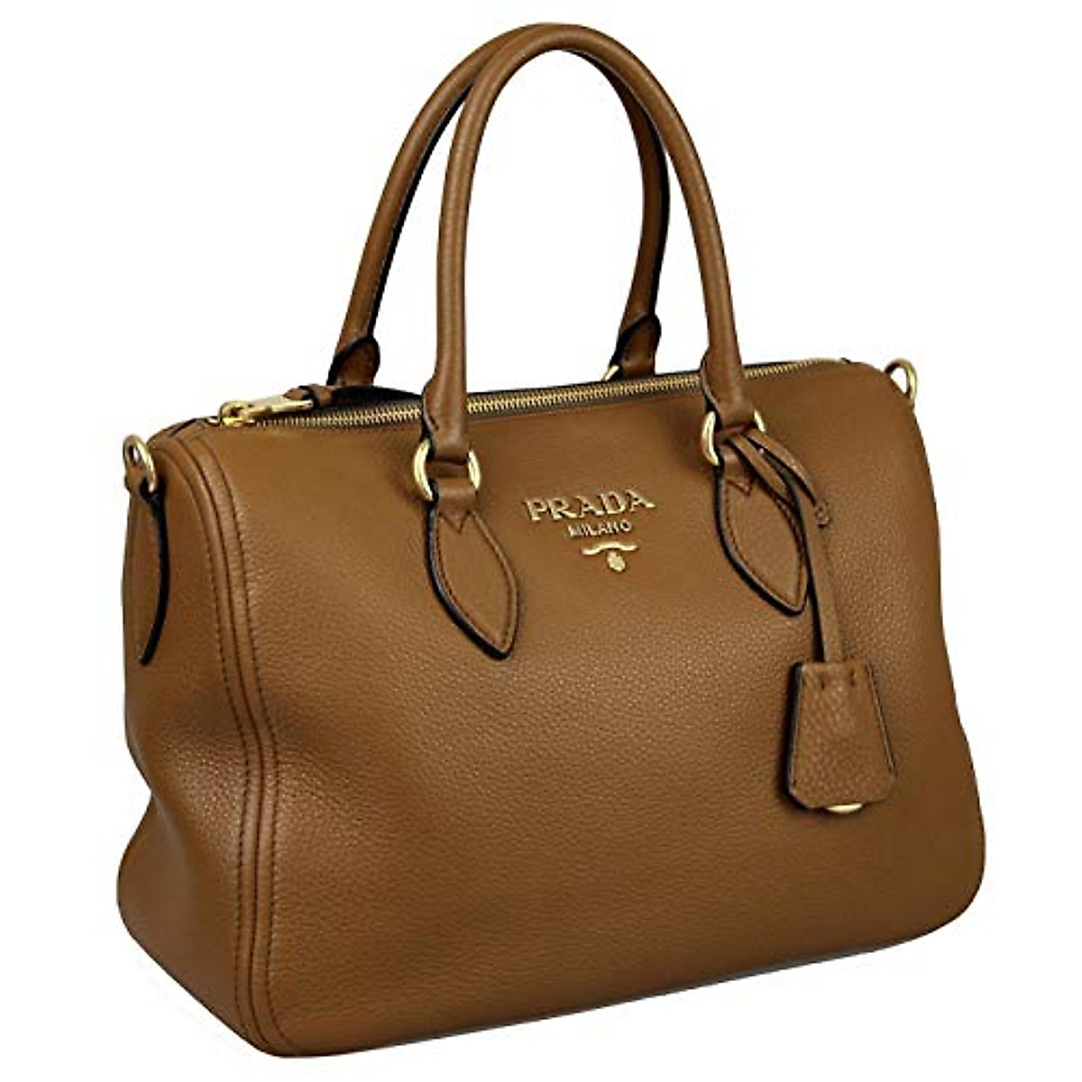 Prada Vitello Leather Cannella Brown Phenix Handbag 1BB023