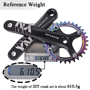 BUCKLOS MTB Mountain Bike Single Speed Square Taper Crankset -170mm Cranksets Bicycle Crank Set with 104BCD 32/34/36/38/40/42T Round/Oval Chainring Fit for Ebike/Commuter Bike