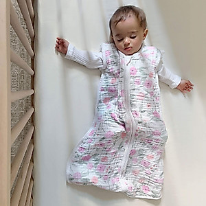 aden + anais Baby Sleeping Bag, 100% Cotton Muslin, Wearable Swaddle Blanket for Girls & Boys, Newborn Sleep Sack, Breathable & Lightweight, TOG Rating 1.0, Mon Fleur, Medium, 6-12 Months