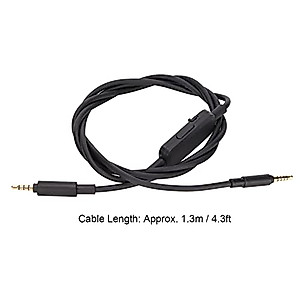 Zyyini Headphone Audio Cable for MMX 300 2nd Gen, 3.5mm with Wire Control Twisted Pair Replacement Headphone Cord, Support Volume Adjustment, Switch Songs Headset Cable Black, 1.3m/4.3ft