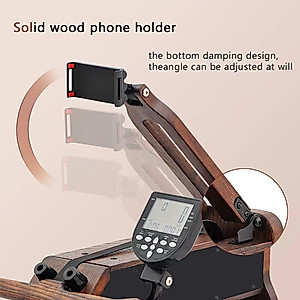 TRUNK Foldable Water Rowing Machine for Home Gym Fitness, Classic Solid Wood Rower Machine with Bluetooth Monitor Whole Body Exercise Cardio Training (Included a Phone Holder)