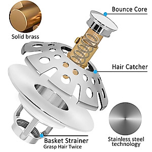 AzWzz Bathroom Sink Stopper,Sink Hair Catcher,Bathroom Sink Drain Strainer Pop Up Drain Cover Plug,Universal for 1.1 to 1.65in Sink Drain Hole