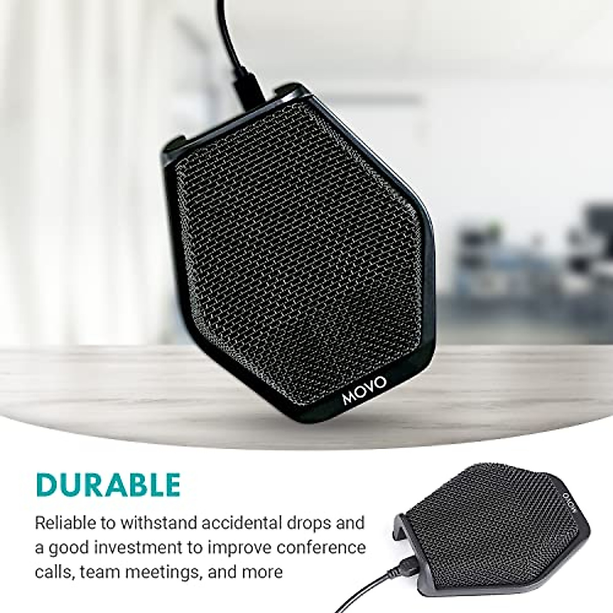 Movo MC1000 Conference USB Microphone for Computer Desktop and Laptop with 180° / 20' Long Pick up Range Compatible with Windows and Mac for Dictation, Recording, YouTube, Conference Call, Skype