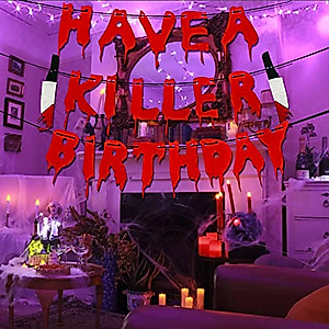Have a Killer Birthday Decorations Halloween Birthday Banner Murder Mystery Party Decorations Halloween Bloody Horror Movie Birthday Party Decorations