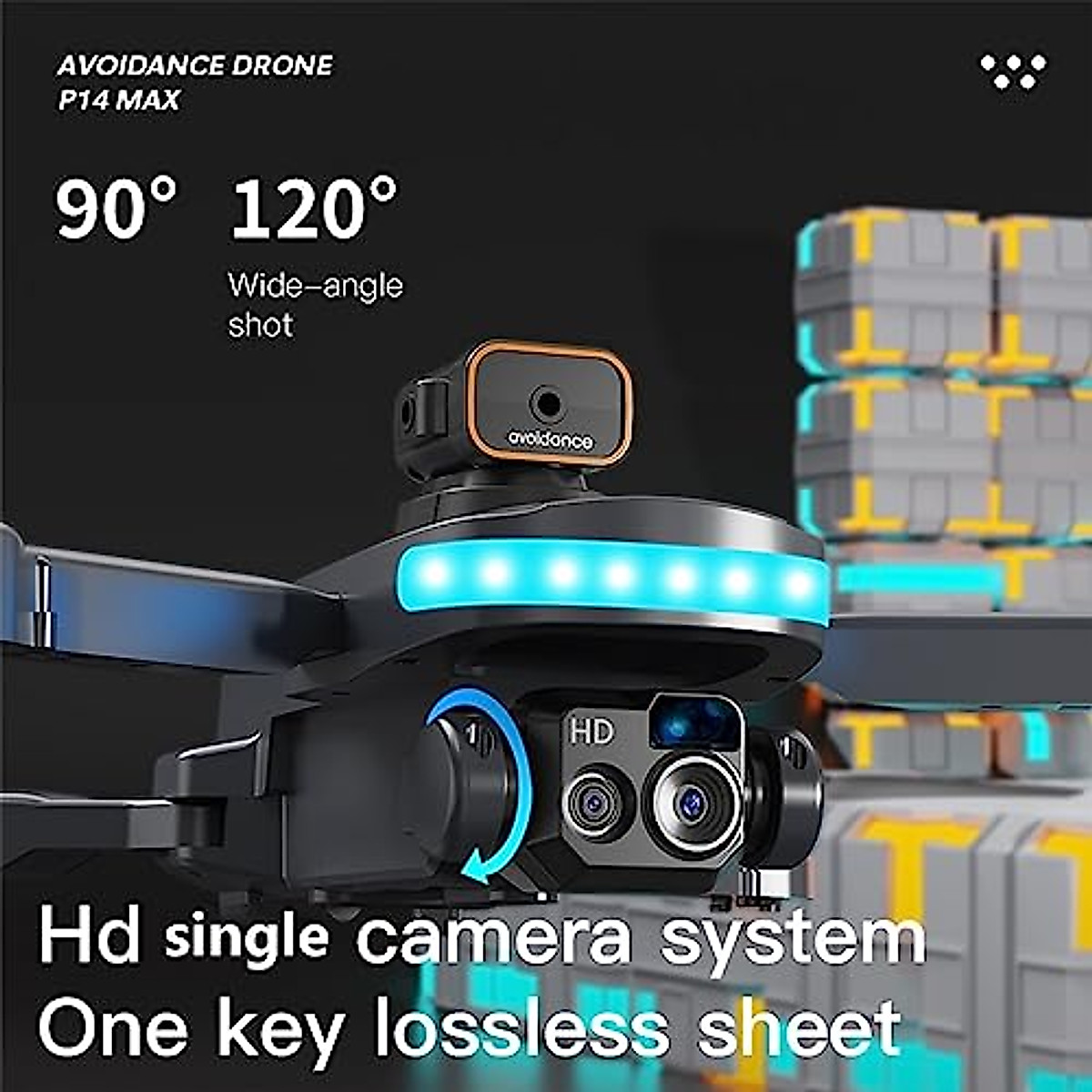 P14 Pro Foldable Mini Wireless Drone With Dual 4K HD FPV Camera- Intelligent 360° Obstacle Avoidance 4 Channel RC Quadcopter Multifunctional HD Aerial Photography Remote Control Toys