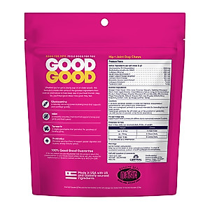 GoodGood Hip + Joint Dog Supplements; Supports Healthy Hips and Joints, Flexibility, and Mobility; Chewable Soft Treats with Glucosamine, MSM, and Turmeric; Probiotics; 90 Natural Flavor Chews