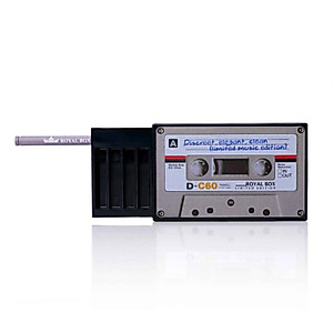 Generic Original Black Royal Box Cassette Black 8 Compartment Snuff Wallet Box with Built in 3"" Metal Alloy Straw