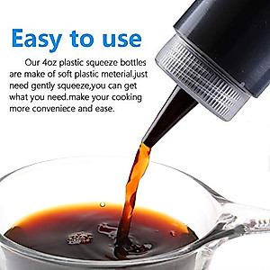 Squeeze Bottle, Shekure 30Pcs 4 Oz Premium Food Grade Plastic Bottles with Squeeze Top Caps Include 2 Labels and 1 Pen for Icing Cookie Decorating Sauces Condiments Arts Crafts BPA Free (X001)