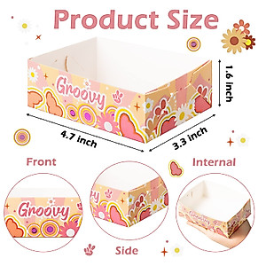 BkeeCten 50PCS Groovy Retro Hippie Party Favors Food Tray Boho Daisy Flower Disposable Paper Food Boat Groovy Rainbow Nacho Hot Dog Food Serving Tray for Girls Birthday Baby Shower Picnic Supply