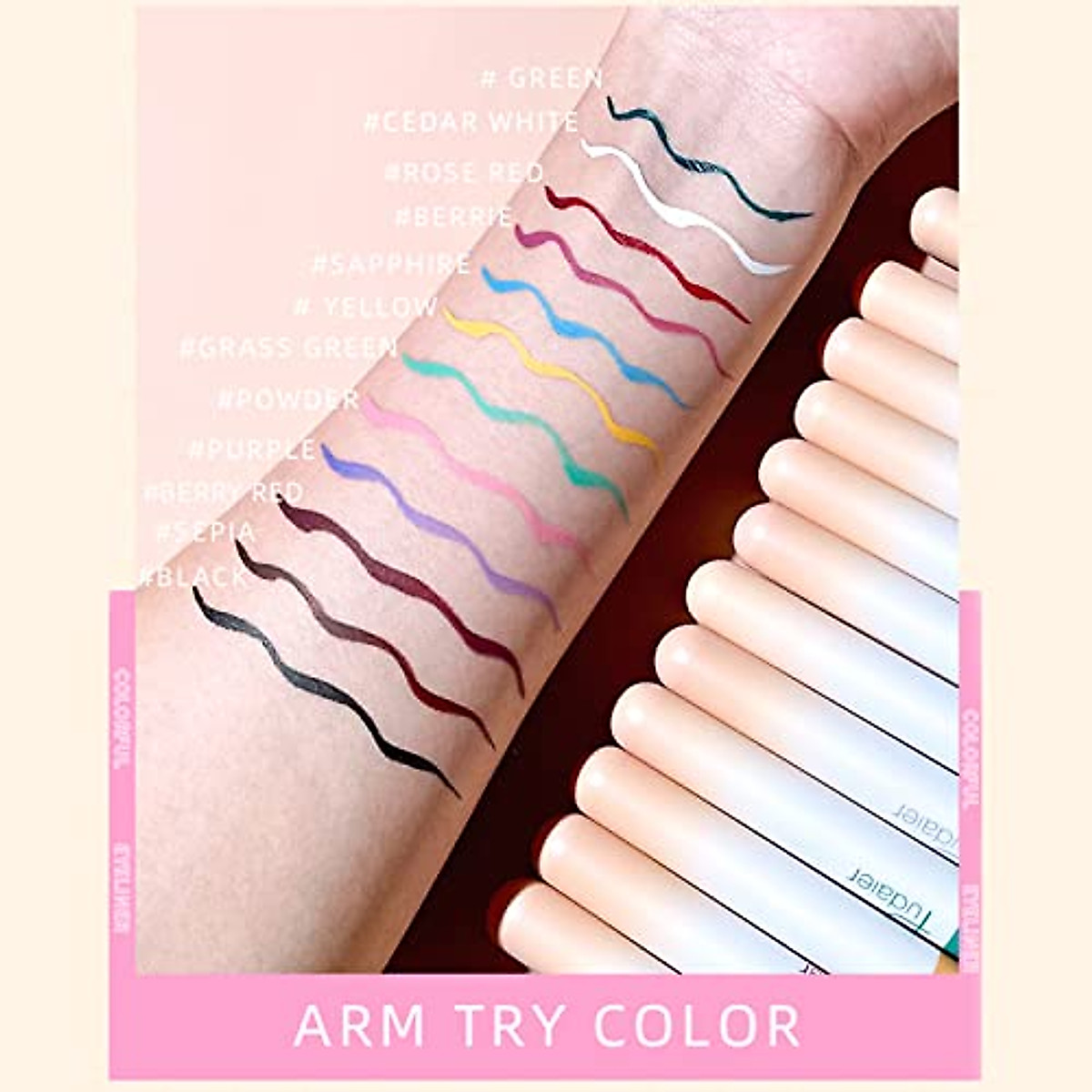 Espoce Liquid Eyeliner, White Eyeliner Liquid Liner Quick-Drying, Ultra-Fine Long-lasting Colored Eyeliners High-pigmented Colorful Eyeliners for Eye Makeup 0.12 Oz (White)