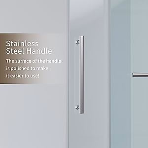 Trumbeak Shower Door 56-60" W x 76" H Frameless Shower Door,Sliding Shower Door with 5/16"(8mm) Clear Tempered Glass,Glass Shower Door w/Seal Strip Parts and Handle,Stainless Steel Hardware,Silvery