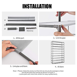 HODYANN 10-Tier Shoe Rack, Non-Woven Fabric Storage Organizer, 50 Pairs Space-Saving Shoe Tower