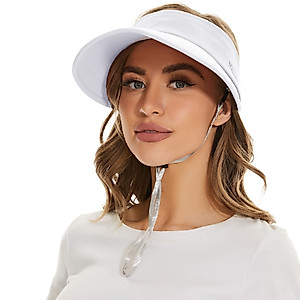 Sun Hat Womens Summer Beach Hats Wide Brim Packable Sun Visor with UV Protection Golf Hat with Ponytail Hole White Sunhat Cap