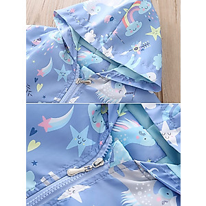 Little Girls Unicorn Cotton Hoodies Zipper Jackets Raincoat Fall Windbreaker for Kids Size 4 5 T