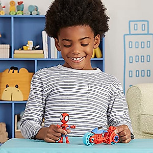 Spidey and His Amazing Friends Marvel, 4-Inch Scale Spidey Action Figure with Toy Motorcycle, Preschool Toys for 3 Year Old Boys and Girls and Up