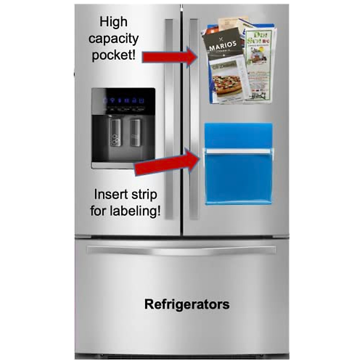 Charles Leonard Magnetic Pockets 26400, Holds up to 2.5 Pounds, 4-Pack, Assorted Colors, 4 Pack