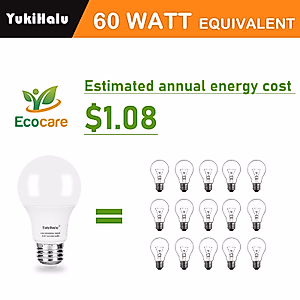 YukiHalu LED Amber Light Bulbs, A19 1800K E26 800Lm, 60W Equivalent Soft Warm Sleep Light Bulbs for Healthy Sleep, Baby Nursery Light, Bedroom Night Light, Not-Dim, 2-Pack