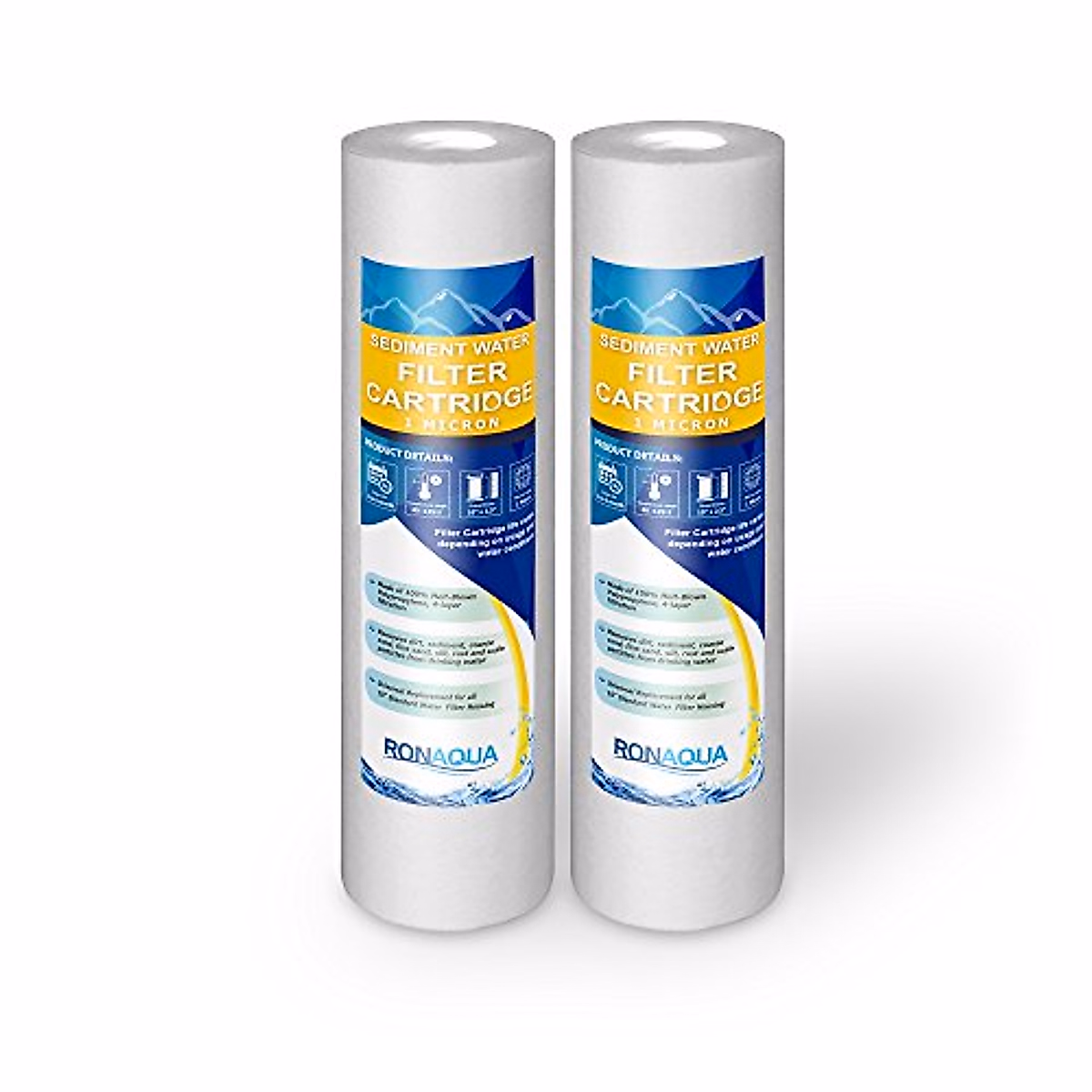 1 Micron Sediment Water Filter Cartridge 2 Pack Replacement Set WELL-MATCHED with P5, AP110, WFPFC5002, CFS110, RS14, WHKF-GD05