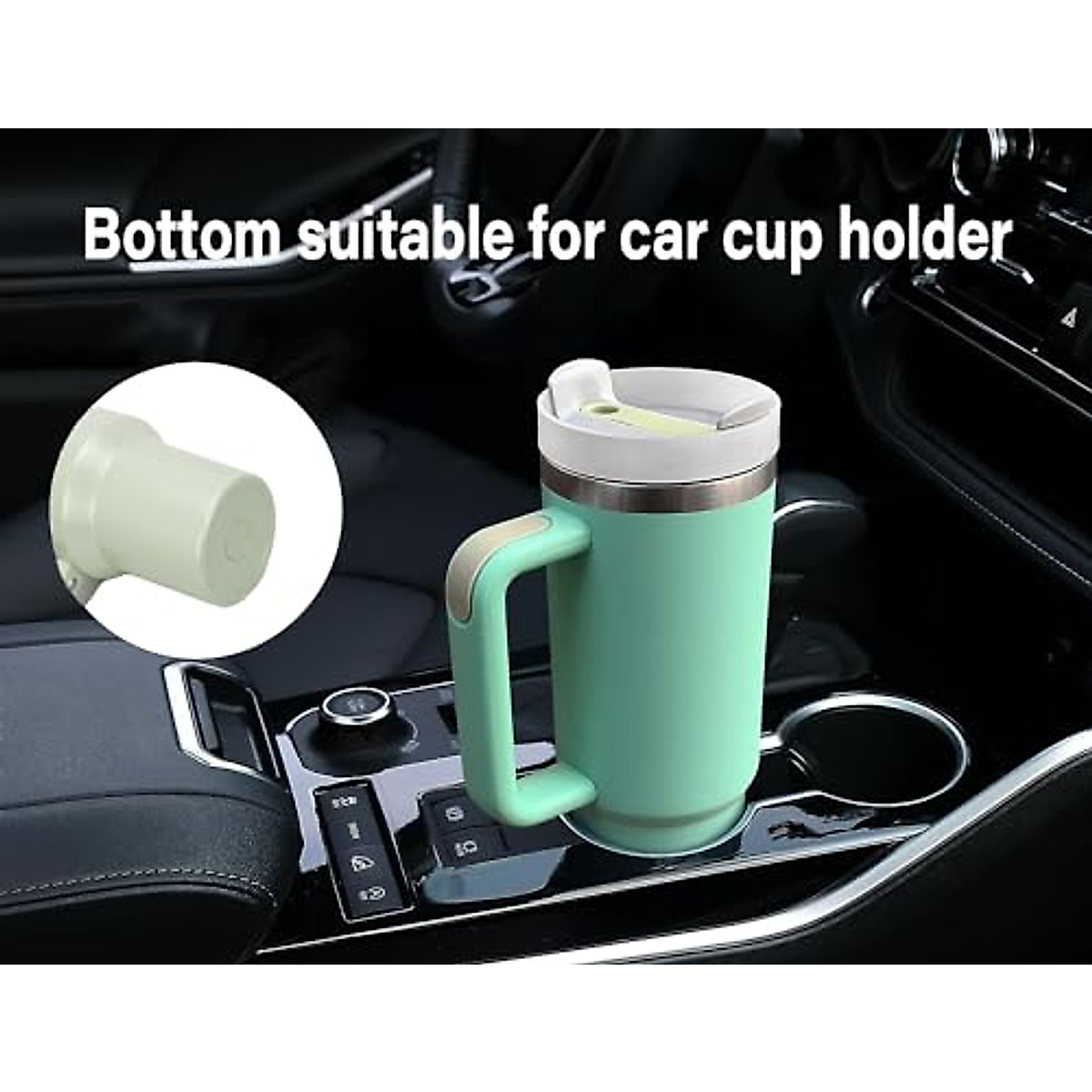 YOUEXPERT 40 oz Thermos Tumbler with Handle and Straw with lid Car Mug with Outdoor Sports Travel Stainless Steel Sippy Mug Gifts 2st (eucalyptus)