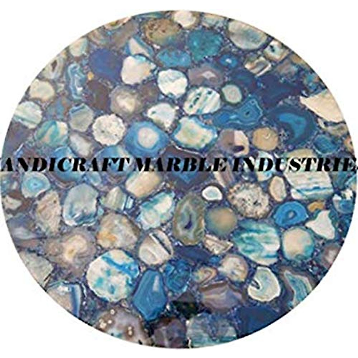 39" Inch Blue Agate Round Coffee Table, Agate Dinning Table, Stone Coffee Table, Agate Table Top, Agate Coffee Table, Agate Side Table Home Decor