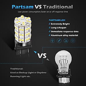 3157 3156 4114 Daytime Running Light Bulbs DRL Driving Light 60LED 3528-SMD 6000K Xenon White Ultra Bright Car Led Bulbs (Pack of 2)