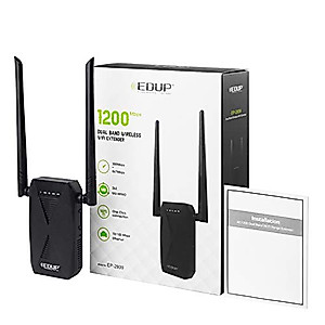 1200Mbps WiFi Range Extender Dual Band AC Wireless Repeater Booster and Signal Amplifier With Ethernet Port for Home, 2 x 6 dBi Antennas, Access Point, WPS