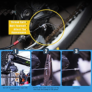 Glarks 121Pcs Bike Cable End Caps with Cable Cutter Set, 120Pcs 6 Colors Cable End Crimps Brake Cable End Caps with Stainless Steel Wire Rope Aircraft Bicycle Cable Cutter Up to 5/32"