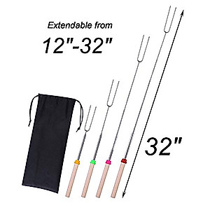 Marshmallow Roasting Sticks for Campfires, Campfire Roasting Sticks Long for Kids, Smores Sticks for Fire Pit Extendable 32inch|Set of 5