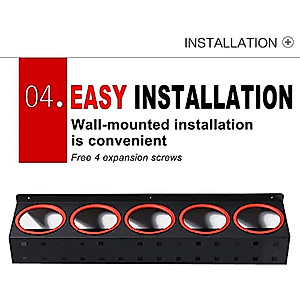 Ggeresulie Spray Bottle Storage Rack Abrasive Wall-Mounted Rail shelf Car Beauty Shop Accessory Display Auto Cleaning Detailing Tools Organizer For Wall Mounted, blackï¼Œred, ‎22 x 4.7 x 5 inches