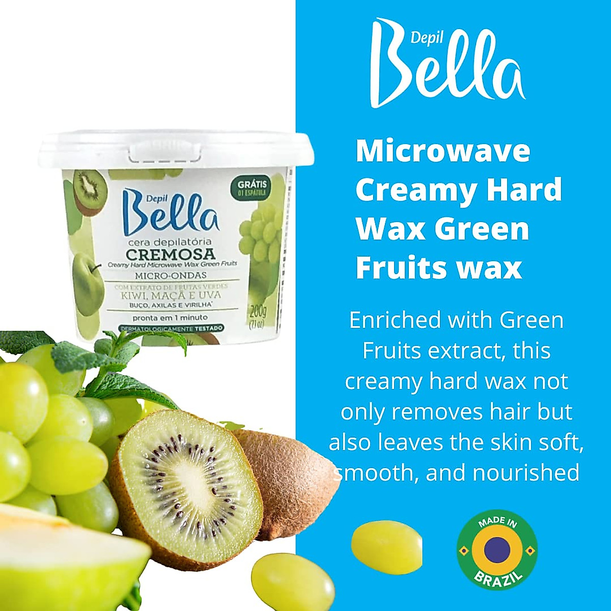 Depil Bella Microwave Creamy Hard Wax Green Fruits wax 200 grs