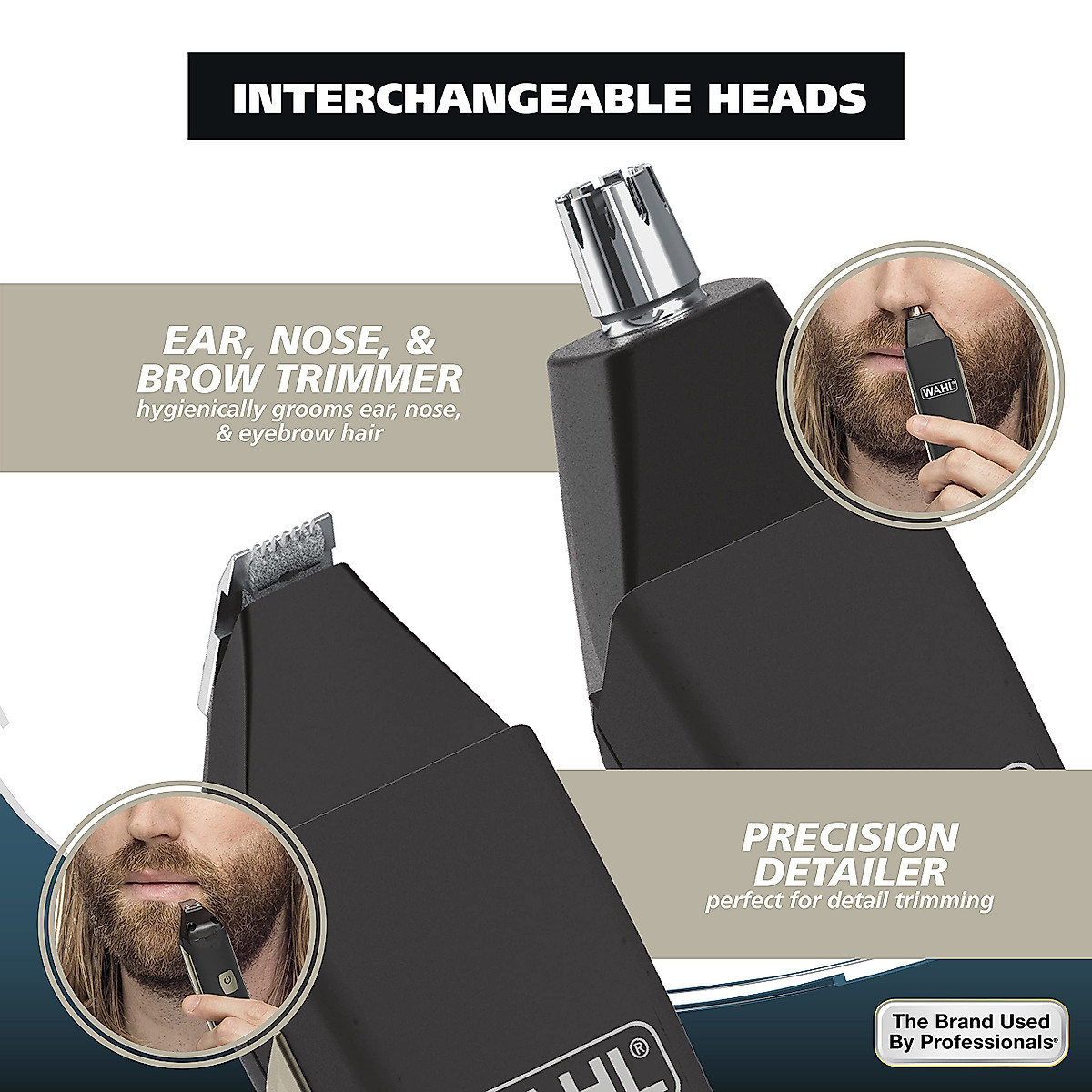 Wahl USA Rechargeable Lithium Ion 2.0 Beard Trimmer for Men - Facial Hair Trimmer with Precision T Blade for Grooming, Detailing Head, Light Touch Ups, Ear Nose & Eyebrow Model 9886-300