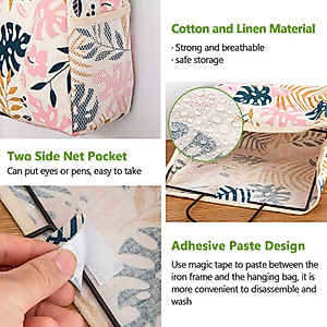 SuperDuo 2Pack Wall-Mounted Fabric Storage Bag Big Pocket Clothing Closet Organizer Basket Over The Door Linen Cotton Hanging Shelves Home Kitchen Box for Bedroom Bathroom Dormitory Desktop