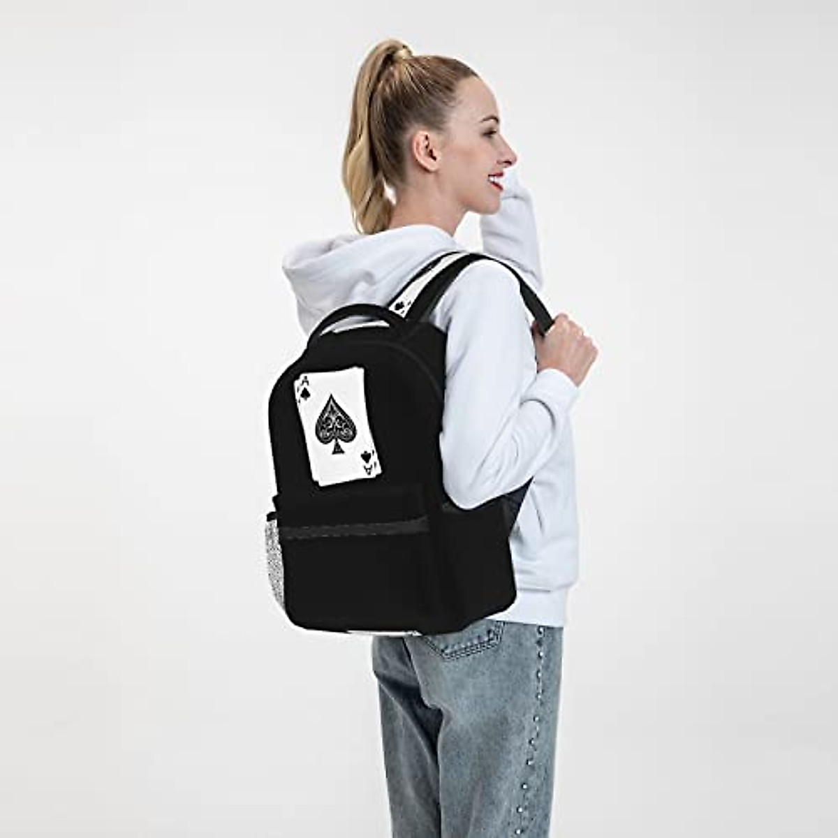 Poker Ace Of Spades Backpack Student Bag Work Light Schoolbag Traveling Handbag Leisure Knapsack