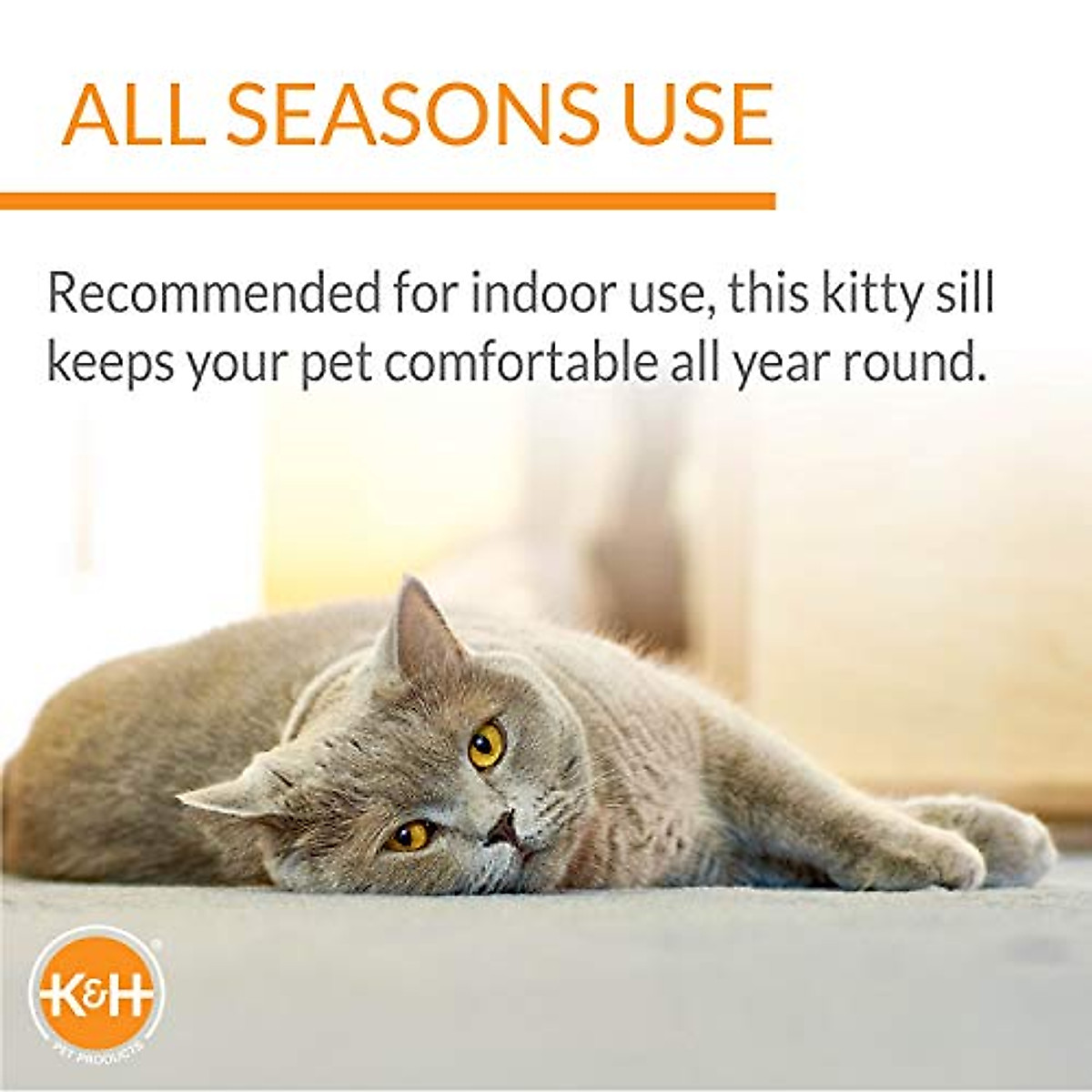 K&H Pet Products Kitty Sill Window Sill Cat Perch, Cat Window Perch for Large Cats, Cat Window Seat, Cat Shelf for Window Sill, Window Cat Bed, Cat Perch w/ Washable Cover – Fleece Unheated